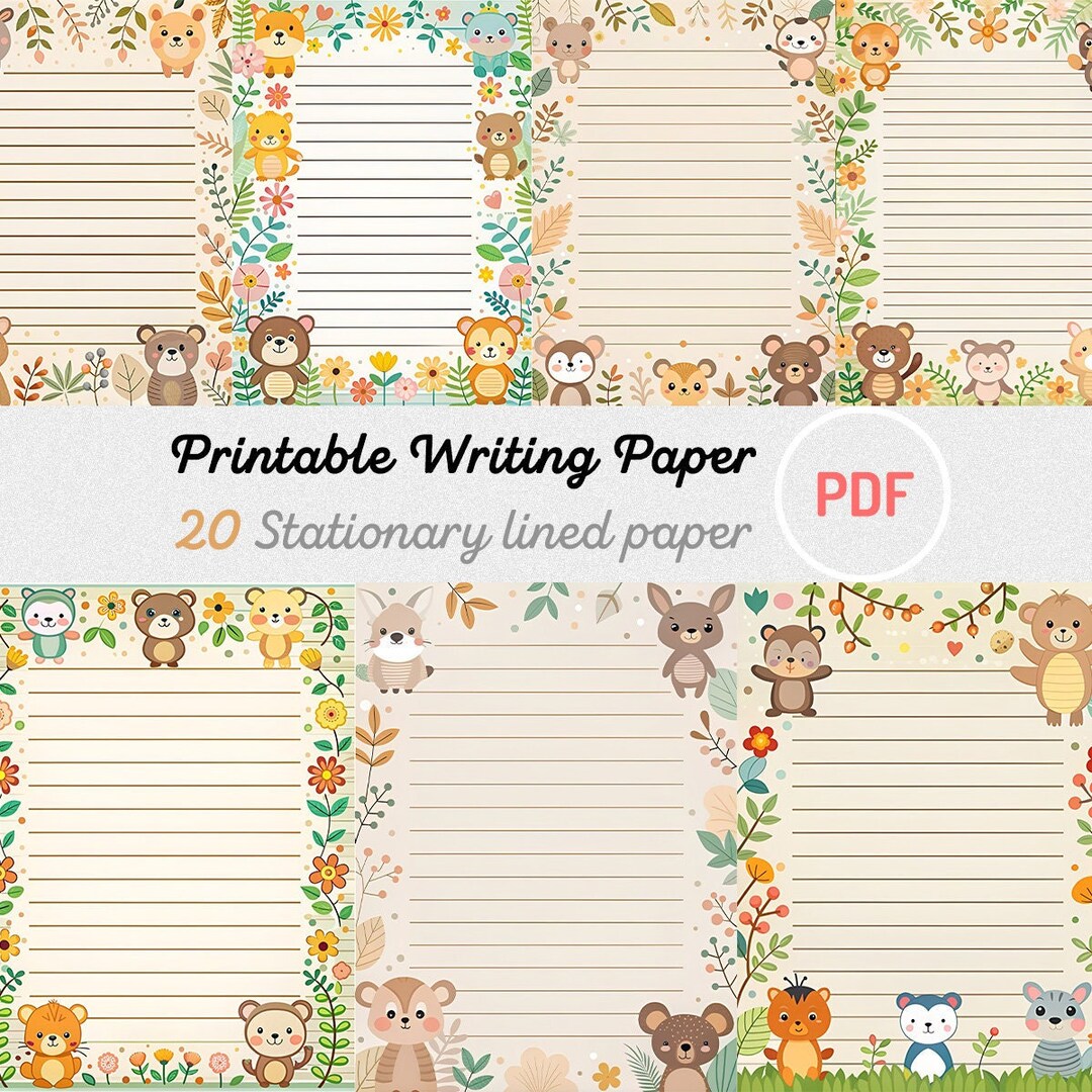 Woodland Animals Lined Writing Paper | Kids Stationery (PDF/JPEG) - Etsy