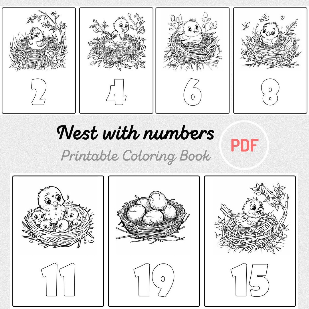 20 Bird Nest Coloring Pages - Bird Eggs and Bushy Nests Printable ...