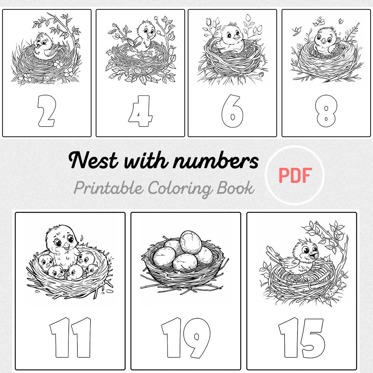 20 Bird Nest Coloring Pages - Bird Eggs and Bushy Nests Printable ...