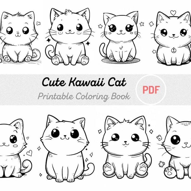 Kawaii Cat Coloring Pages | Cute Cat Coloring Pages, Kitten Coloring ...