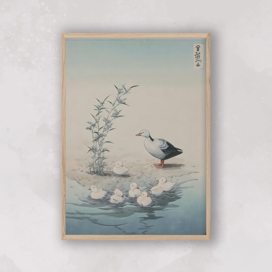Vintage Japanese Duck Print, Japandi Art, Wabi Sabi Decor (digital ...
