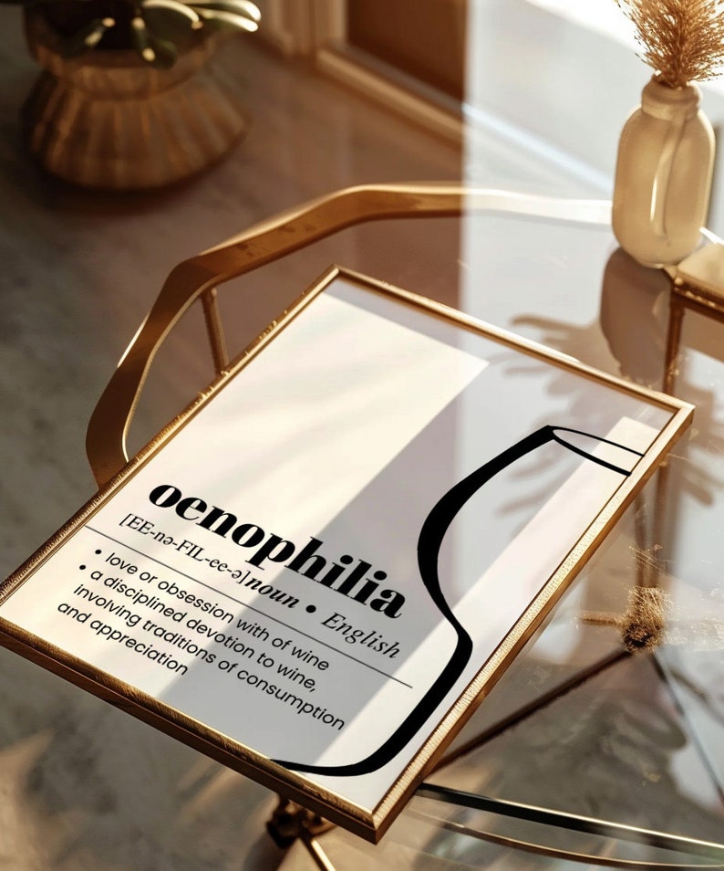Oenophilia Definition Print, Bar Cart Decor, Fun Kitchen Art Aesthetic ...