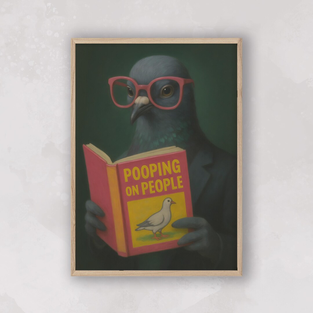 Funny Pigeon Reading Pooping on People Eclectic Digital Prints, Funny ...