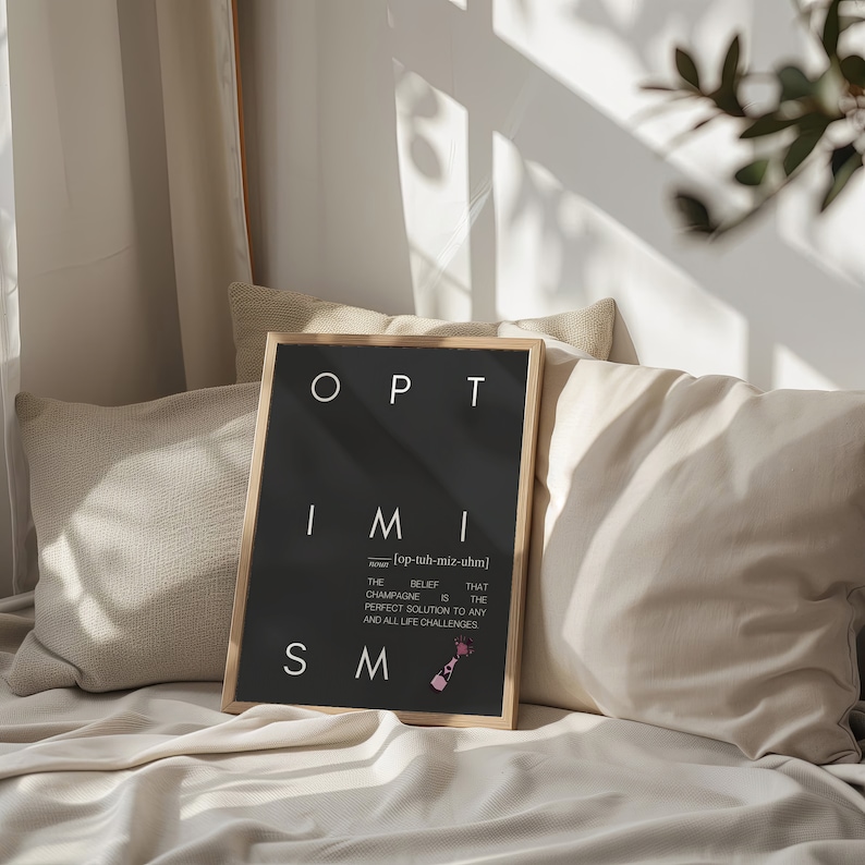 Optimism Definition Print Modern Galley Wall Poster Minimalist Home Bar ...