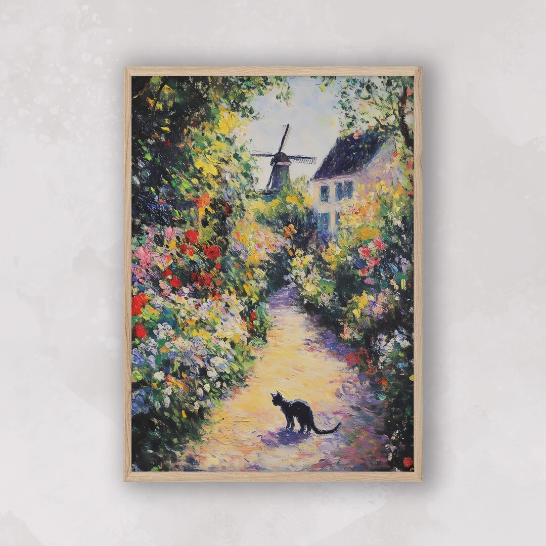Flower Garden Painting Print, Vintage Floral Cottage Bedroom Wall Art ...