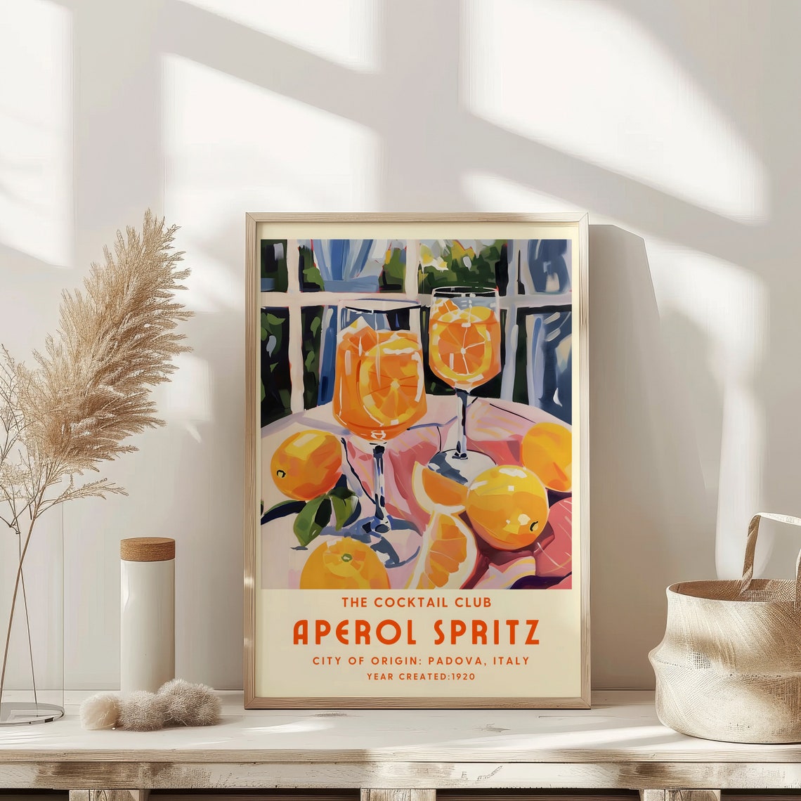 Aperol Spritz Cocktail Art Print, Retro Drink Poster, Minimalist Modern ...