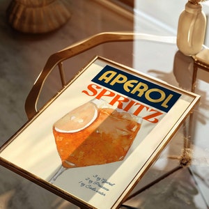 Aperol Spritz Cocktail Art Print, Retro Drink Poster, Minimalist Modern ...