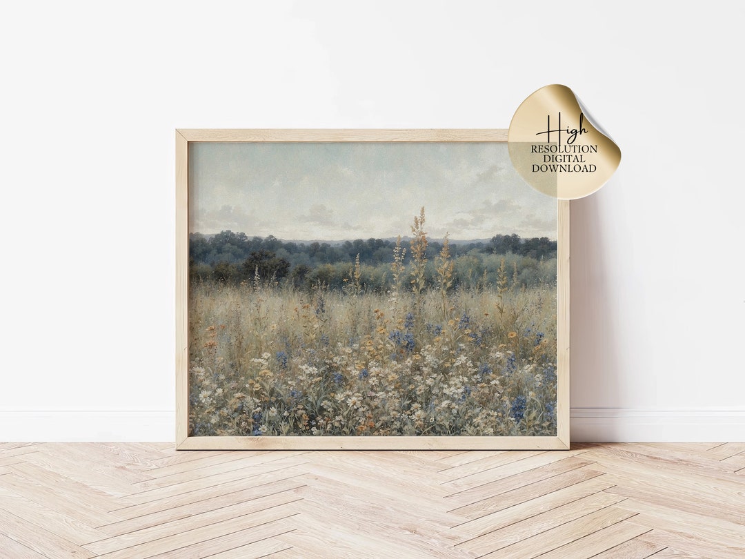 Cottage Flower Field Coquette Room Decor Boho Trendy Wall Art, Flower ...