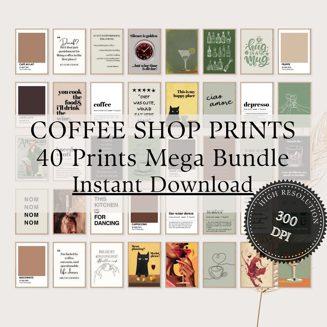40 Coffee Wall Art Print Set, Modern Coffee Print Minimalist Wall Art ...