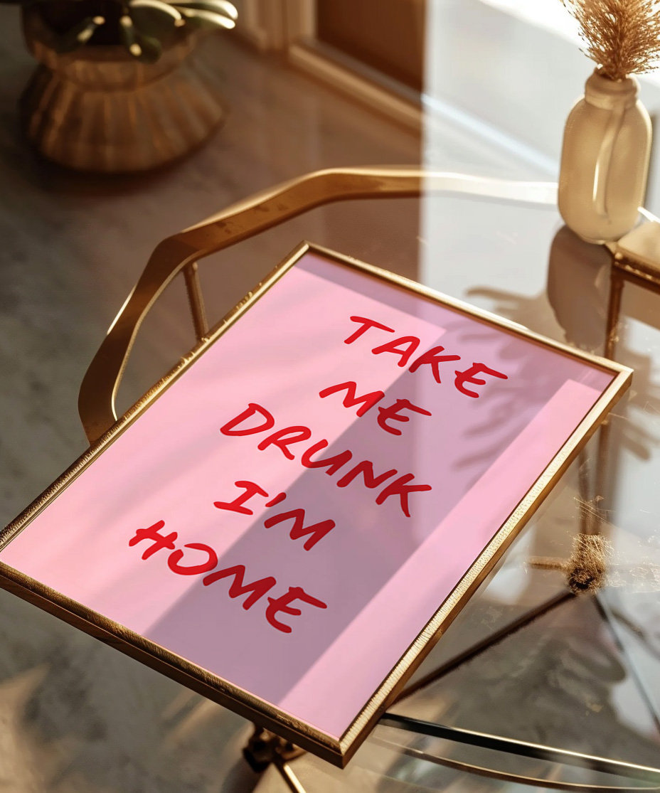 Take Me Drunk I'm Home Wall Art Therapy Print Vintage Bar Cart Retro ...