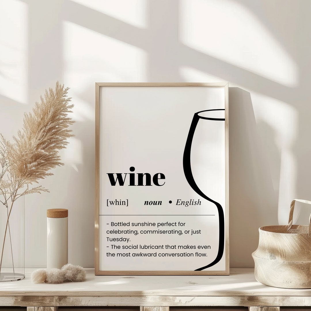 Wine Definition Print, Bar Cart Decor, Fun Kitchen Art Aesthetic Wall ...