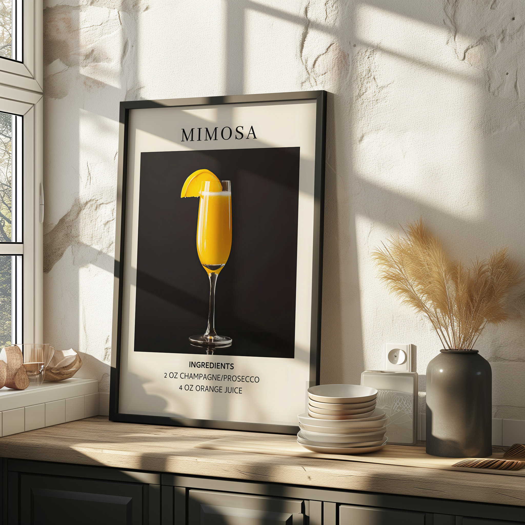Mimosa Cocktail Art Print, Cocktail Art Poster, Retro Drink Poster ...
