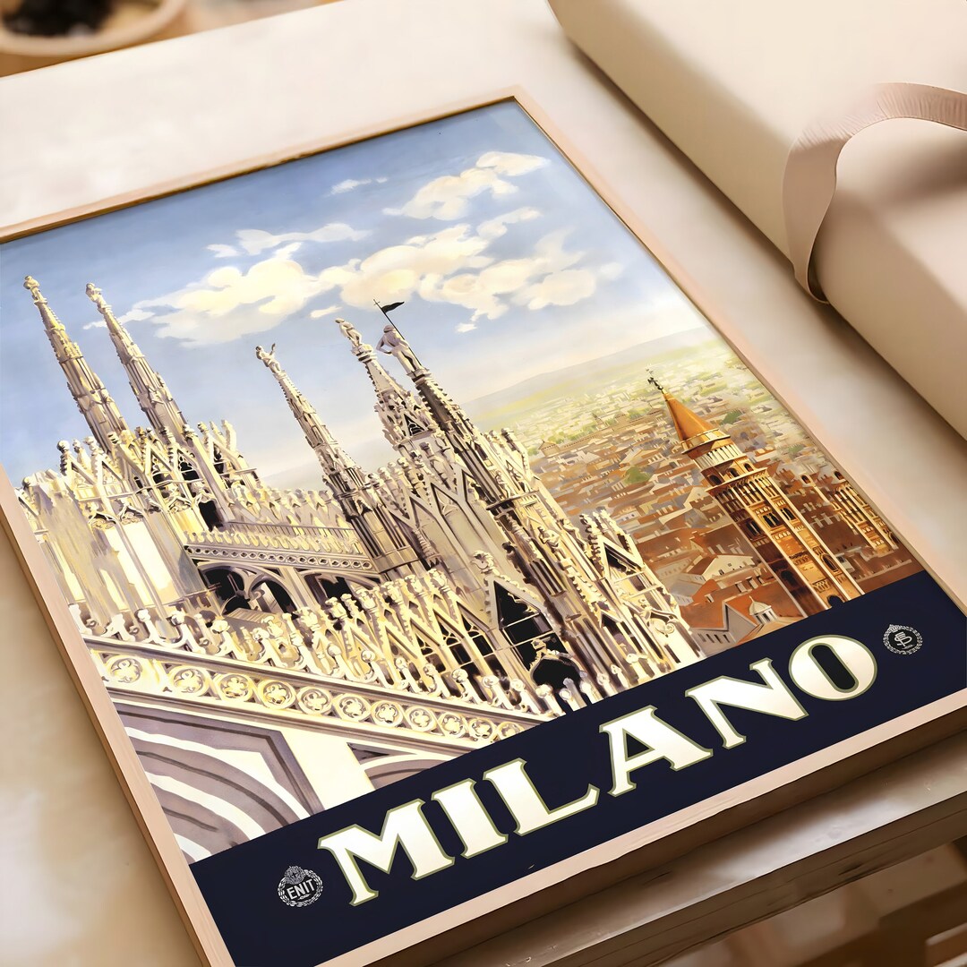 Milan Retro Travel Poster Vintage Neutral Gallery Wall Prints ...