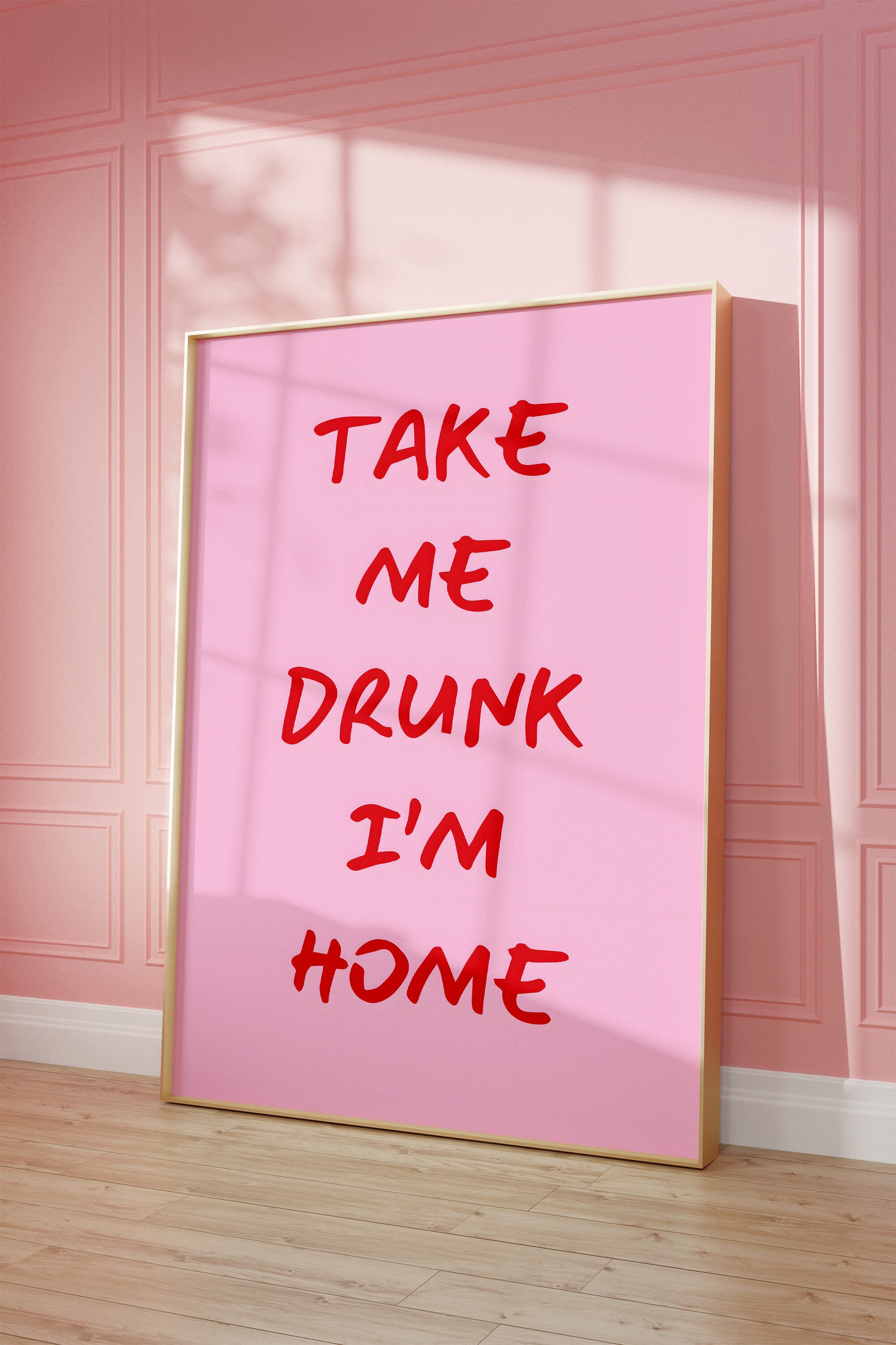 Take Me Drunk I'm Home Wall Art Therapy Print Vintage Bar Cart Retro ...