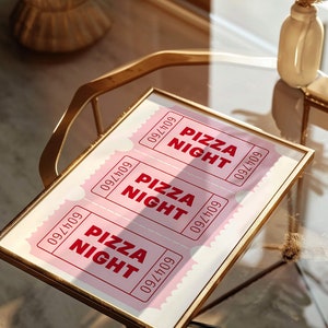 Pizza Night Ticket Vintage Wall Art Vintage Bar Cart Retro Wall Art ...