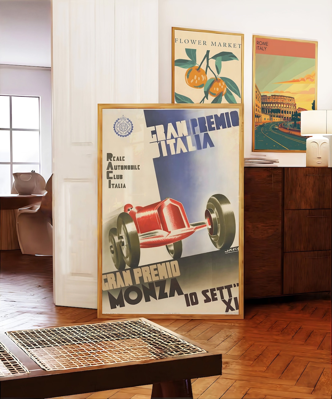 Monza Retro Travel Poster Vintage Neutral Gallery Wall Prints ...