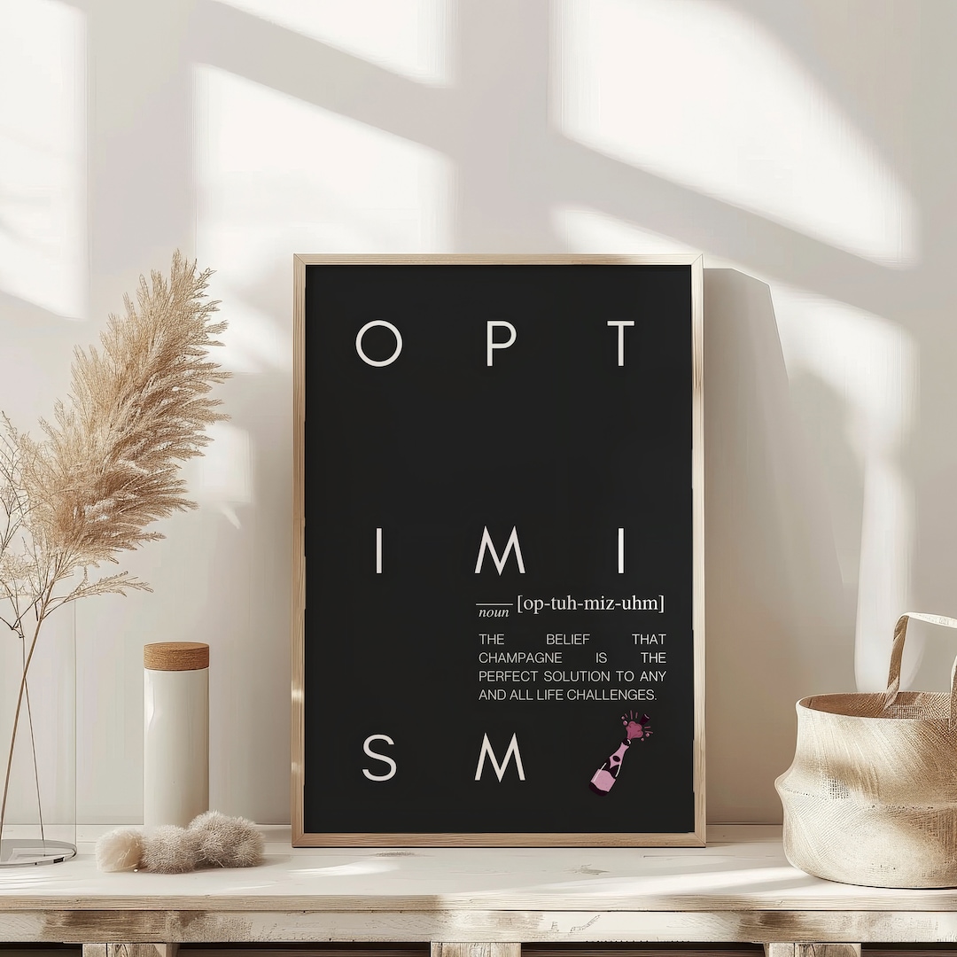 Optimism Definition Print Modern Galley Wall Poster Minimalist Home Bar ...