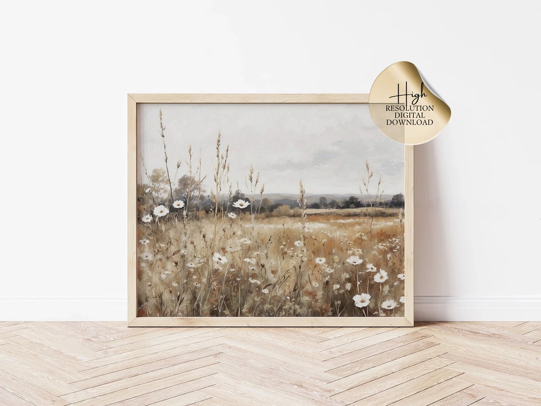 Cottage Flower Field Coquette Room Decor Boho Trendy Wall Art, Flower ...