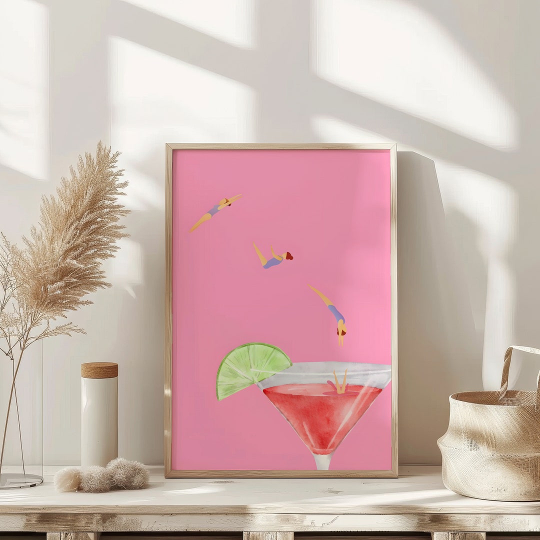 Cosmopolitan Jump Wall Art Therapy Print Vintage Bar Cart Retro Wall ...