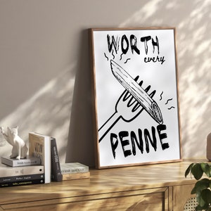 Worth Every Penne Wall Art Therapy Print Vintage Bar Cart Retro Wall ...