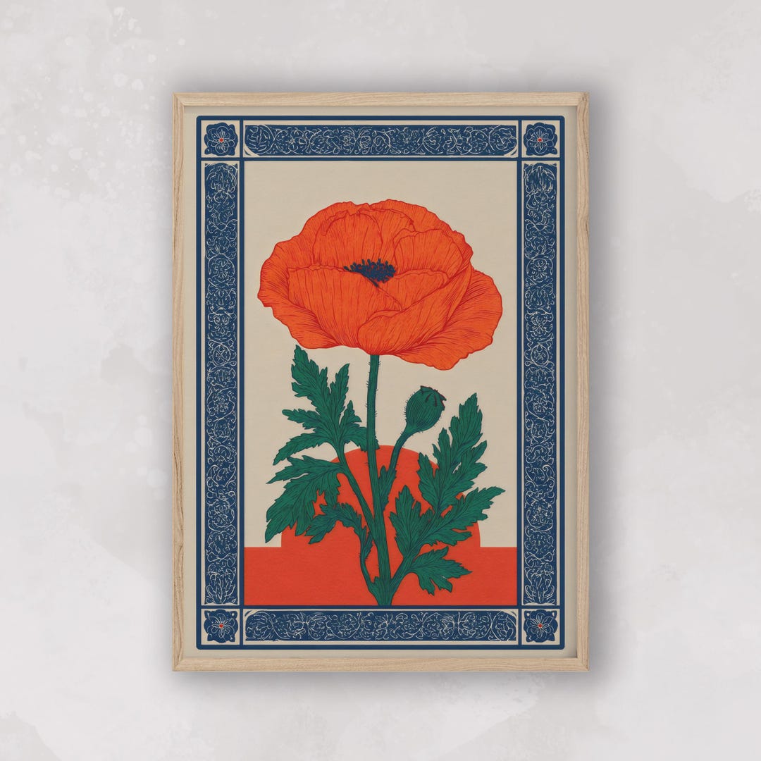 Vintage Poppy Floral Print, Antique Flower Sketch (digital Download) - Etsy