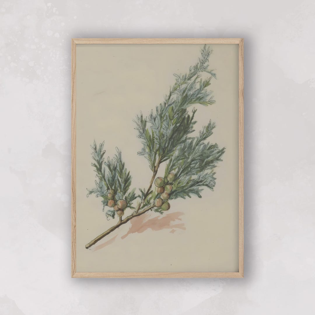 Vintage Christmas Juniper Tree Painting: Cozy Holiday Wall Art (digital ...