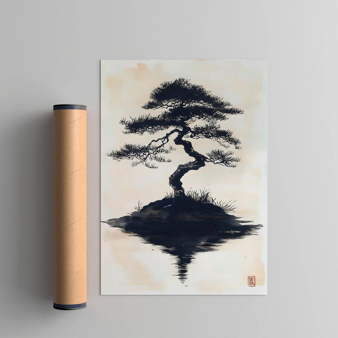 Japanese Tree Poster, Mouse Art Print, Mask Lovers Gift, Japanese ...