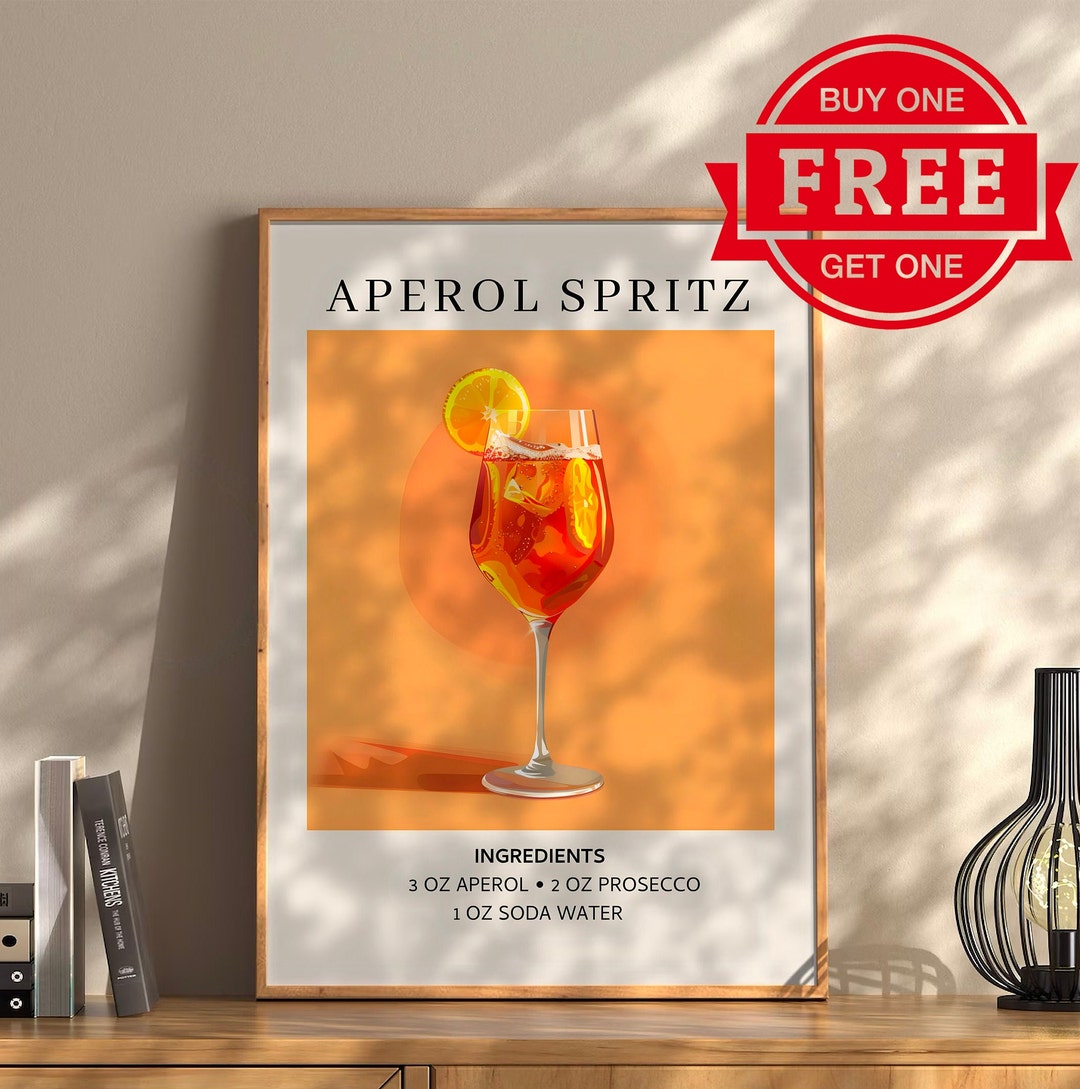 Aperol Spritz Cocktail Art Print, Cocktail Art Poster, Retro Drink ...