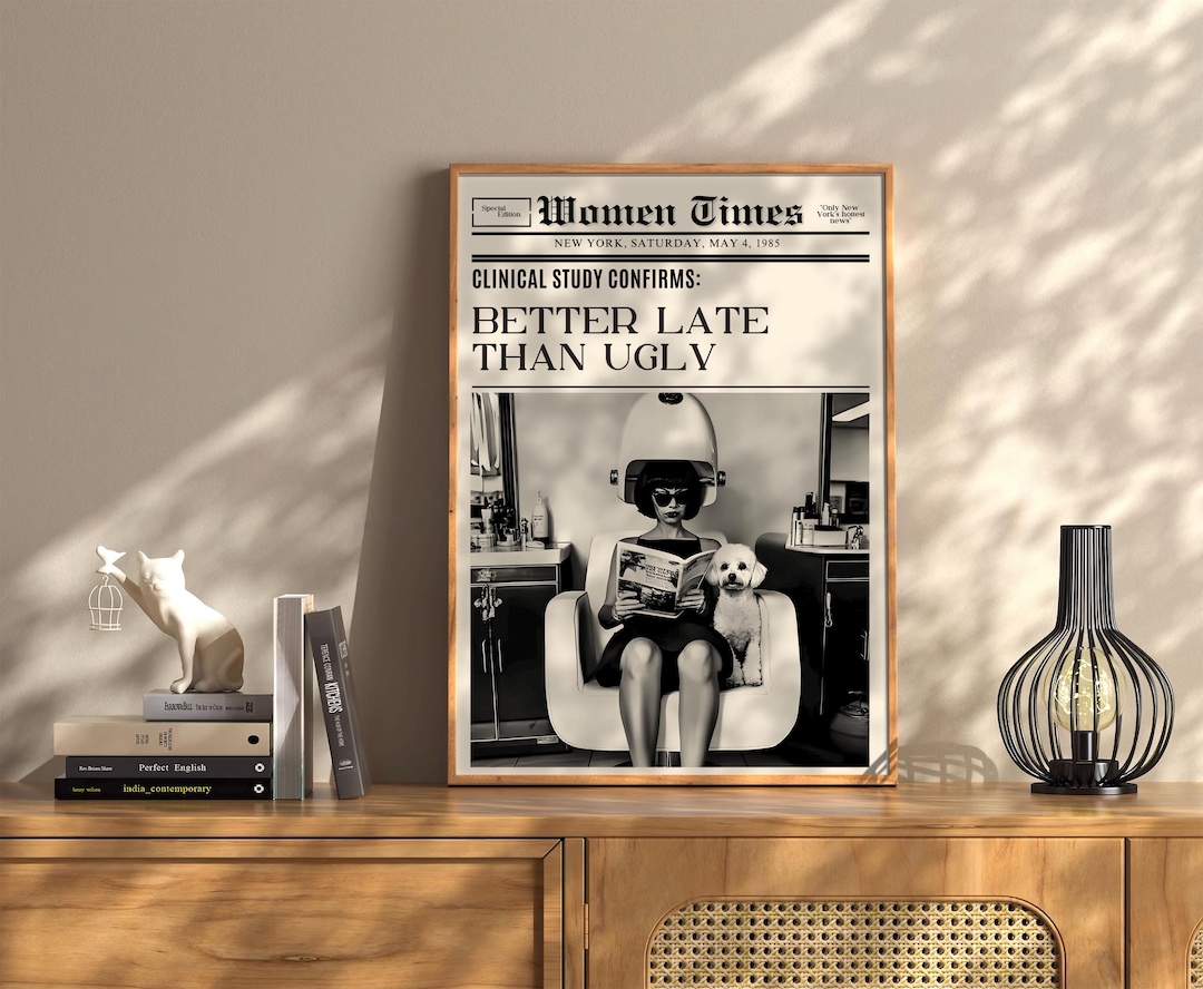 Trendy New York Newspaper Headline Poster Vintage Bar Cart Print Retro ...