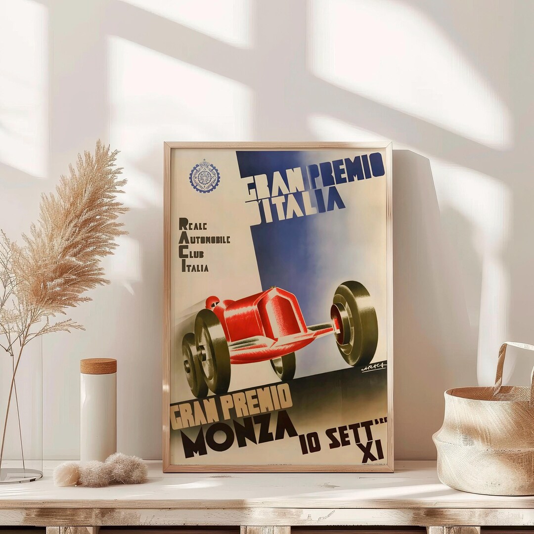 Monza Retro Travel Poster Vintage Neutral Gallery Wall Prints ...