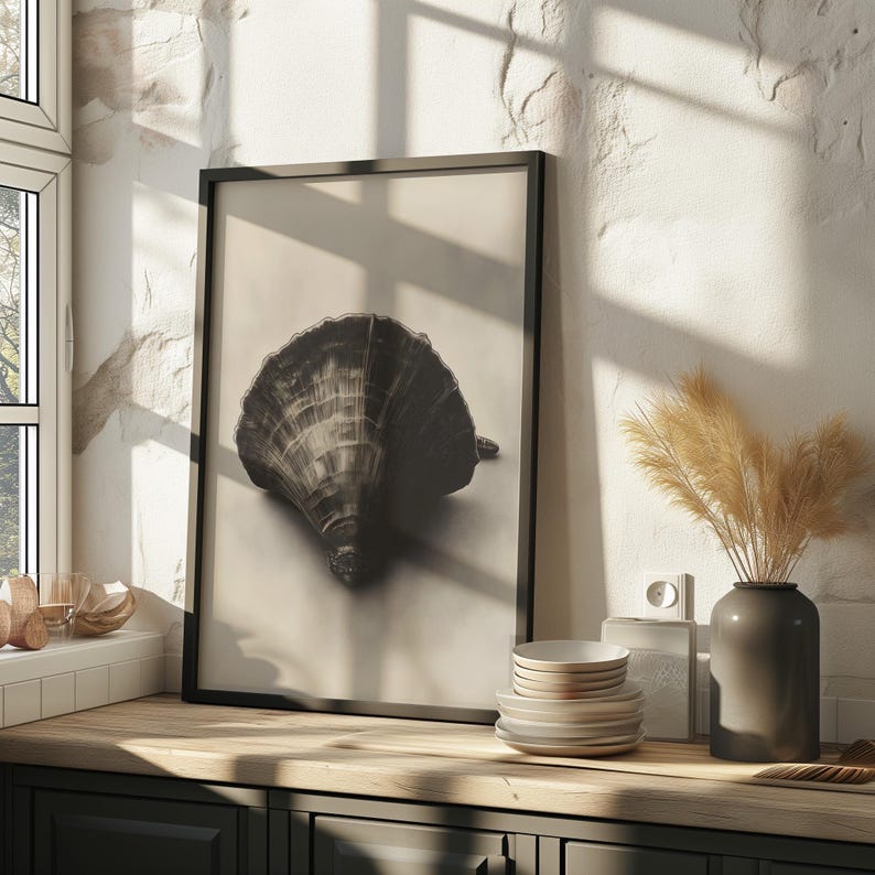 Dark Seashell Sketch Print, Minimalist Eclectic Wall Art (digital ...