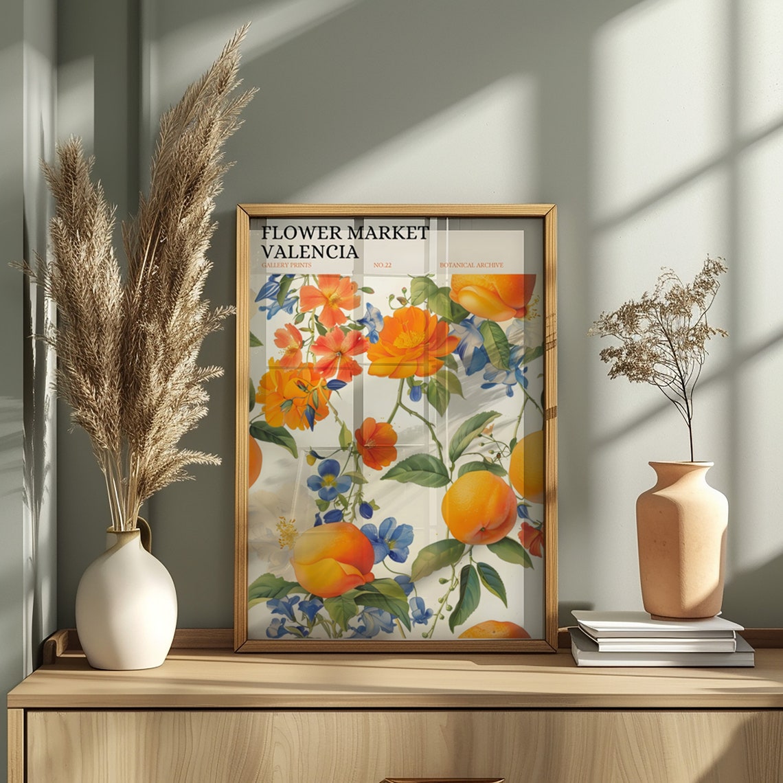 Valencia Flower Market Print Vintage Neutral Gallery Wall Prints ...