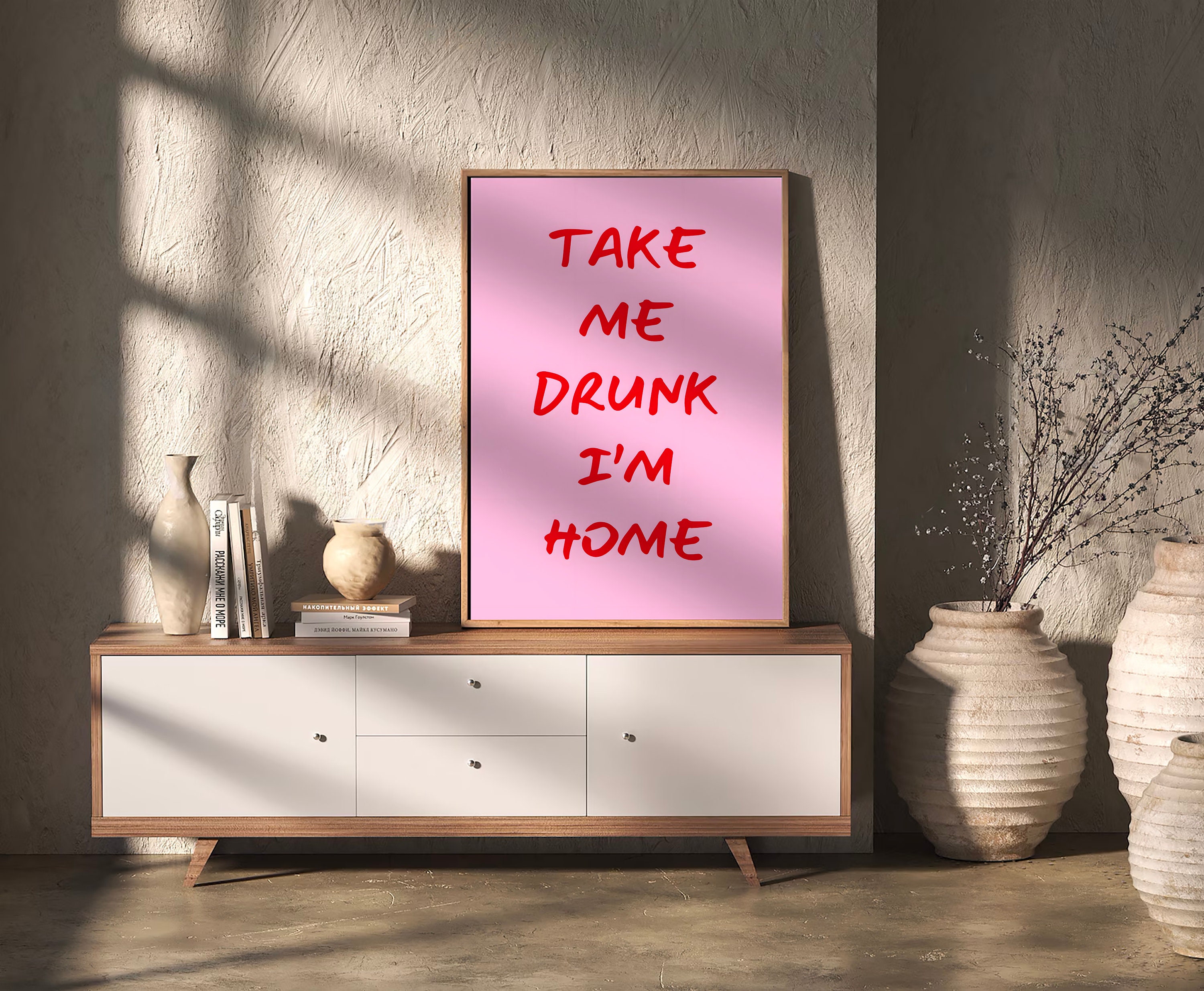 Take Me Drunk I'm Home Wall Art Therapy Print Vintage Bar Cart Retro ...