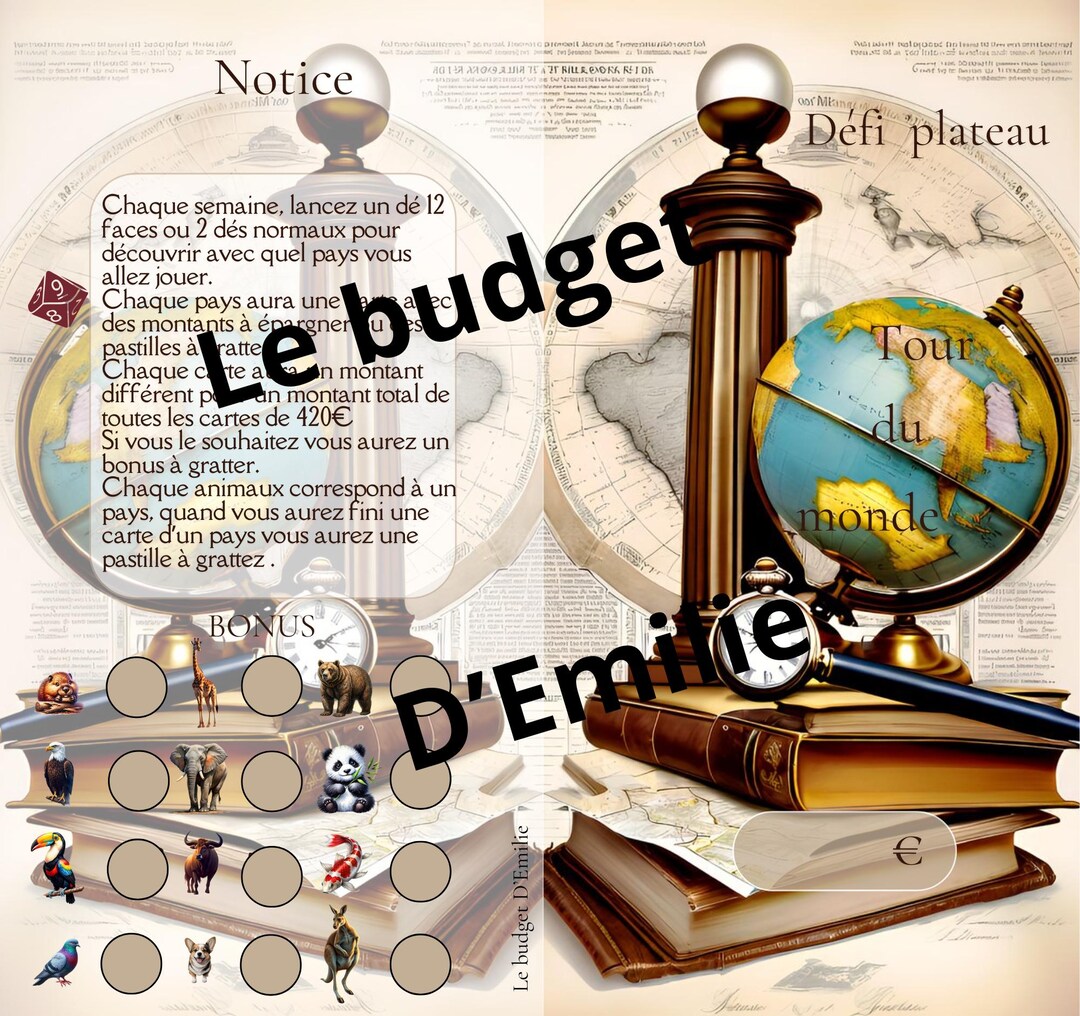 Défi plateau carte du monde / Défi budgétaire / Méthode des enveloppes ...
