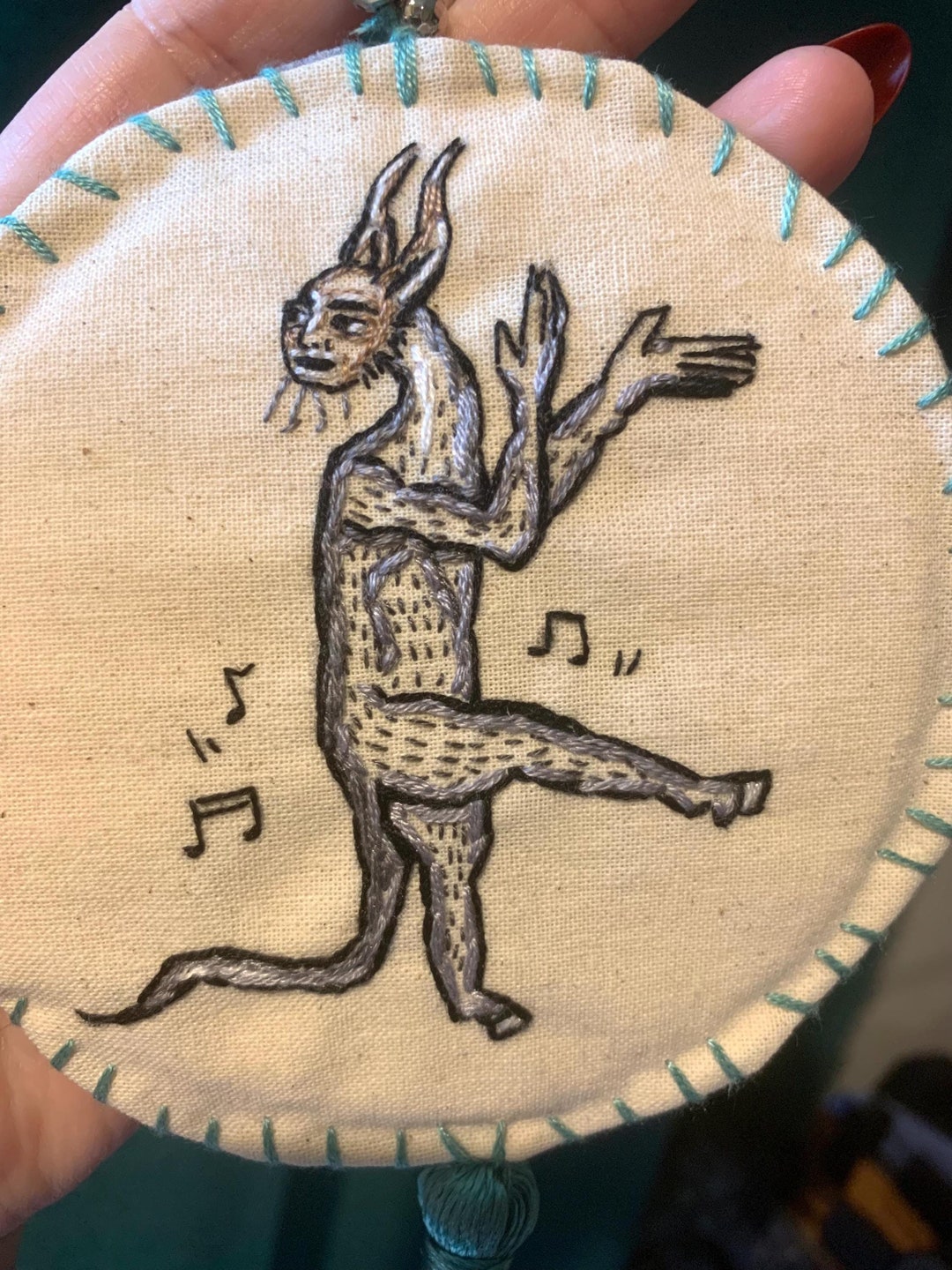 Hand Embroidered Medieval Dancing Demon Donkey - Etsy