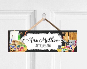 Paint Palette Teacher Classroom Sign Personalized Art Teacher Sign ...