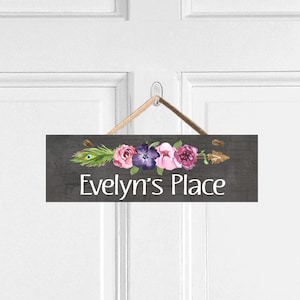 Watercolor Flowers Name Room Door Sign for Senior Living, Assisted ...