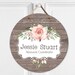 Office Door Sign, Round Door Sign Personalized, Blush Pink Roses Door ...