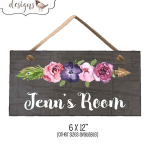Watercolor Flowers Name Room Door Sign for Senior Living, Assisted ...