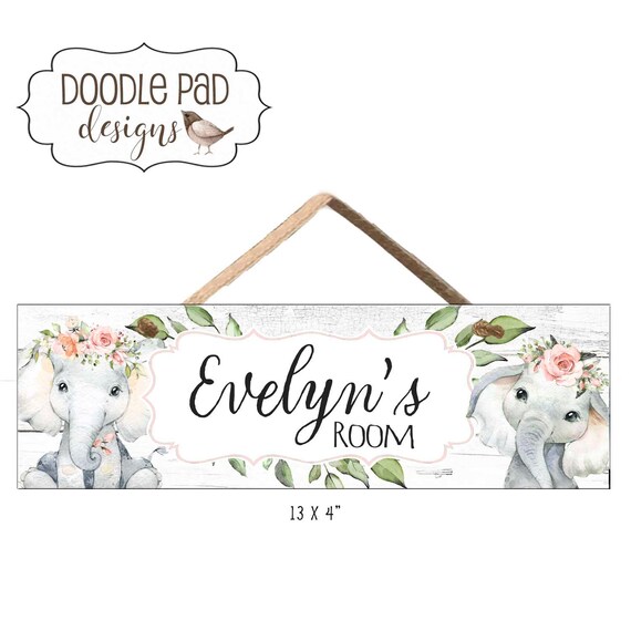 Personalized Boho Elephant Door Sign Faux Shiplap Kids Decor - Etsy