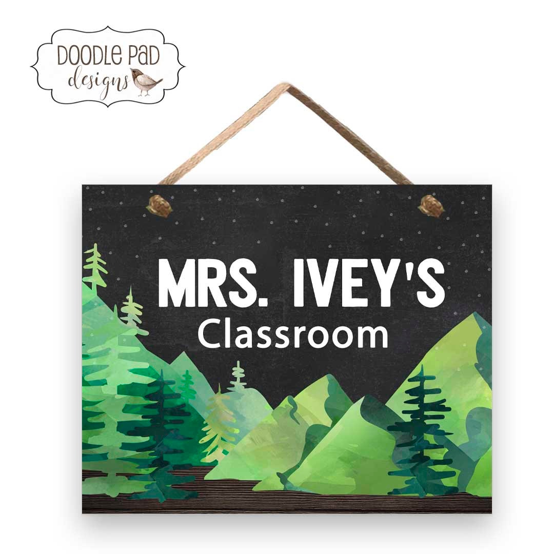 Classroom Door Sign Mountains Theme Class Decor Personalized Teacher ...