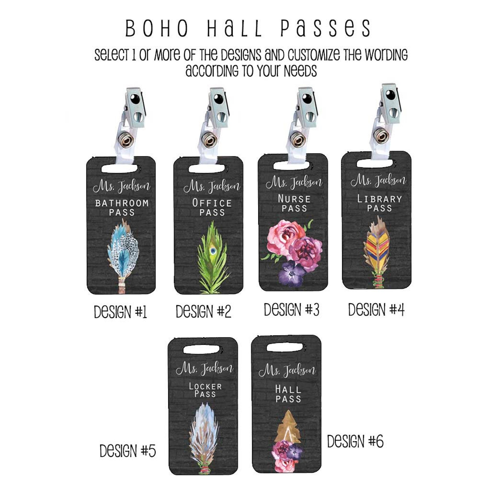 Personalized Boho Classroom Decor Hall Passes Sign Teacher | Etsy