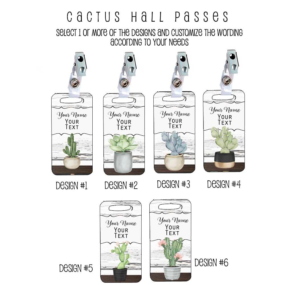 Hall Passes Cactus Classroom Theme Custom Hall Pass Hanger Personalized ...