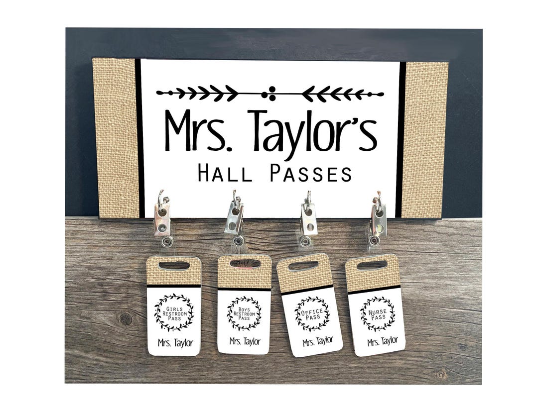 Teacher Hall Passes Farmhouse Inspired Personalized Farmhouse Classroom ...