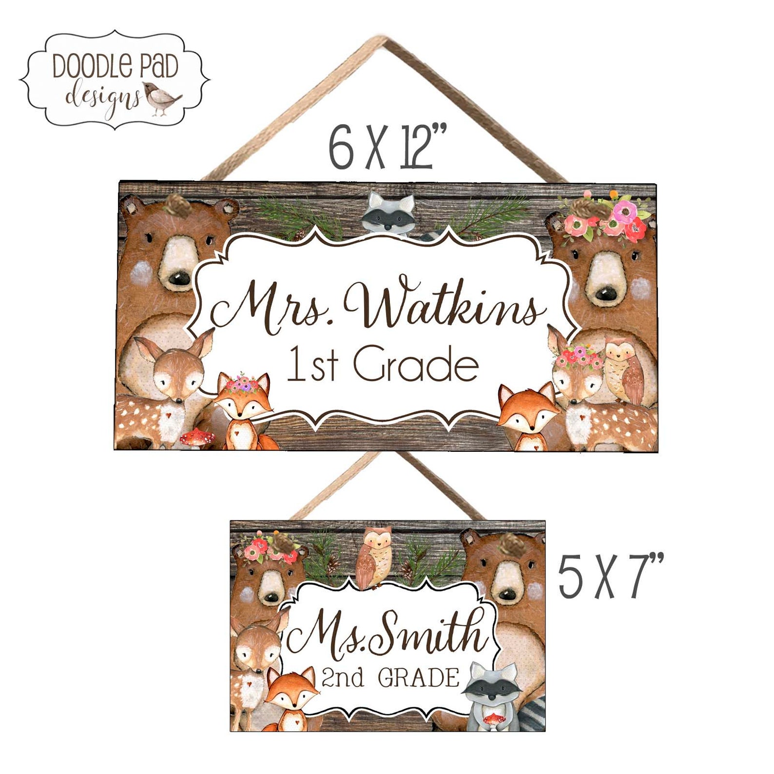 Woodland Animals Classroom Door Sign Personalized Teacher - Etsy