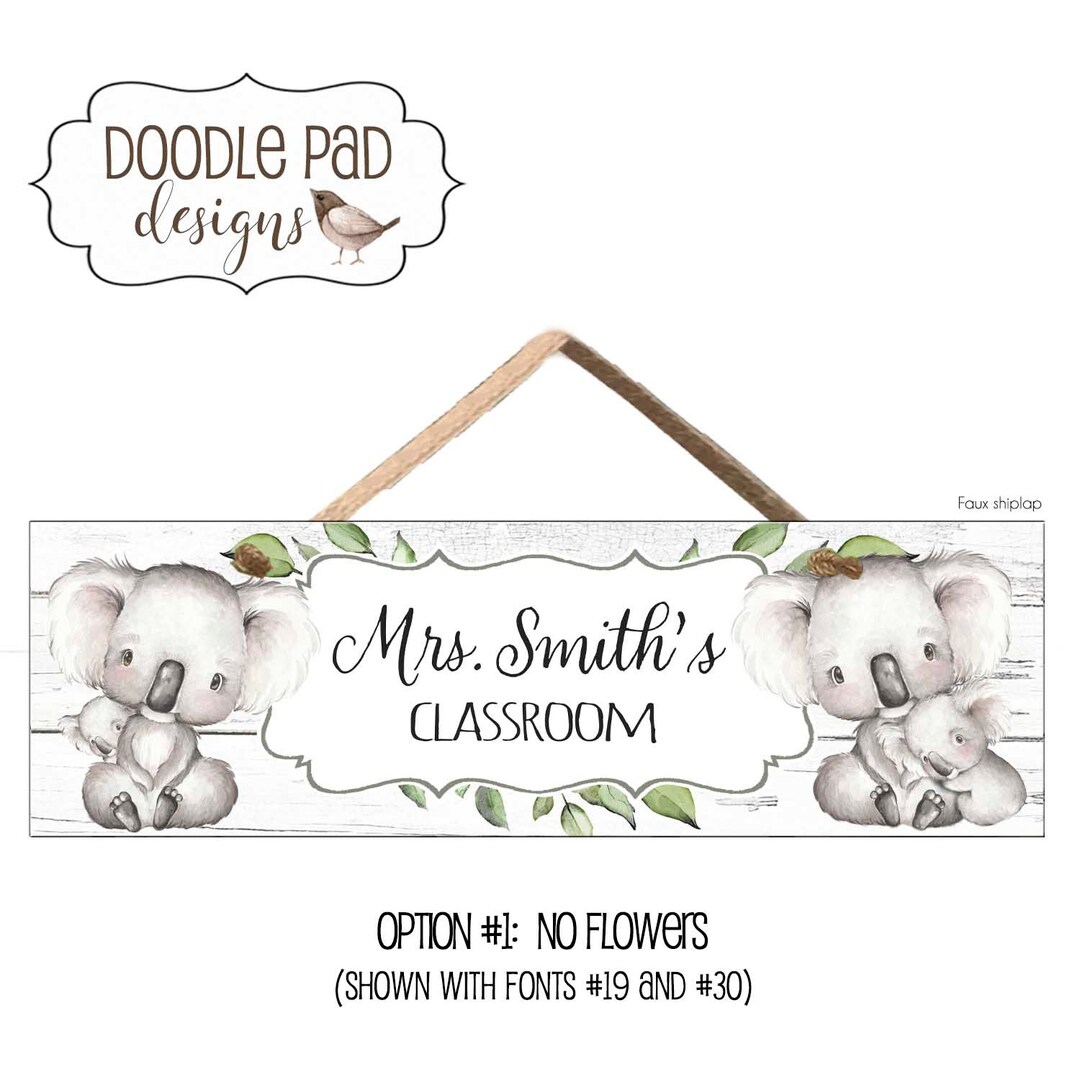 Koala Classroom Door Sign, Personalized Teacher Door Sign - Etsy