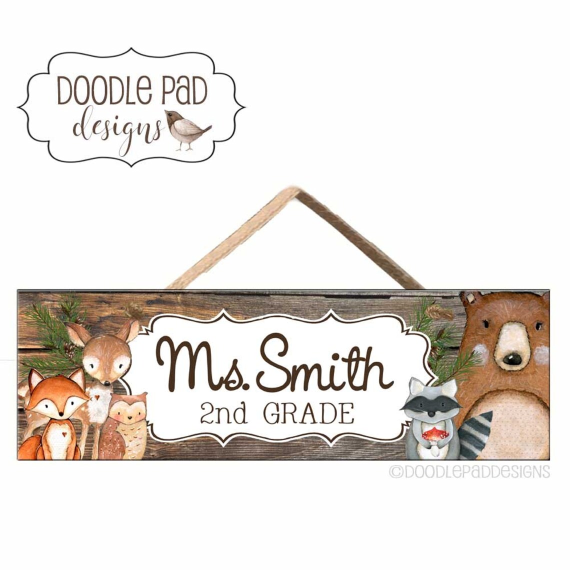 Woodland Animals Classroom Door Sign Personalized Teacher | Etsy