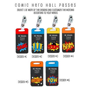 Personalized Classroom Hall Pass Hanger, Super Hero Hall Passes ...