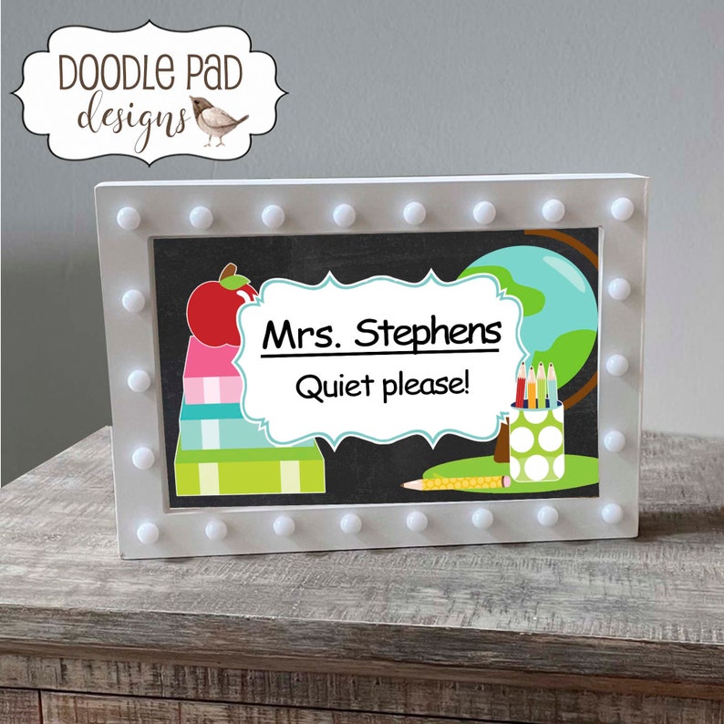 Teacher Classroom Decor, Lighted Box Sign, Teacher Gift, Quiet Time ...