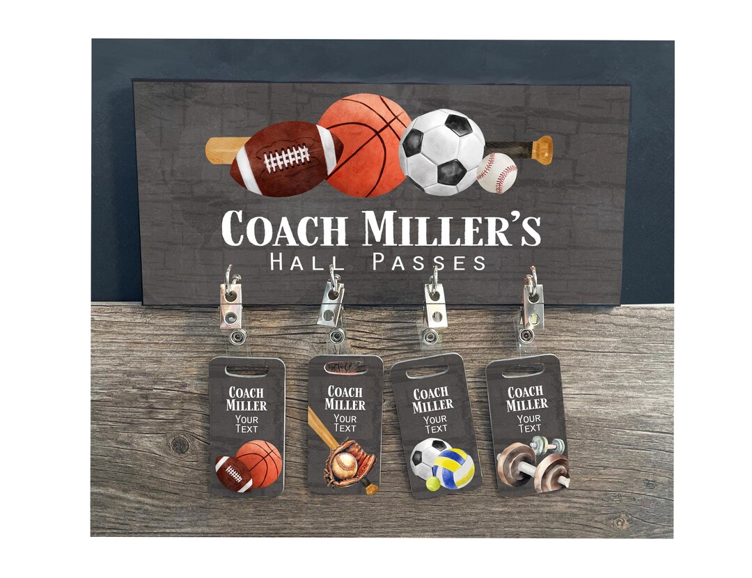 PE Hall Passes Sports Coach Classroom Custom Teacher Hall Passes ...
